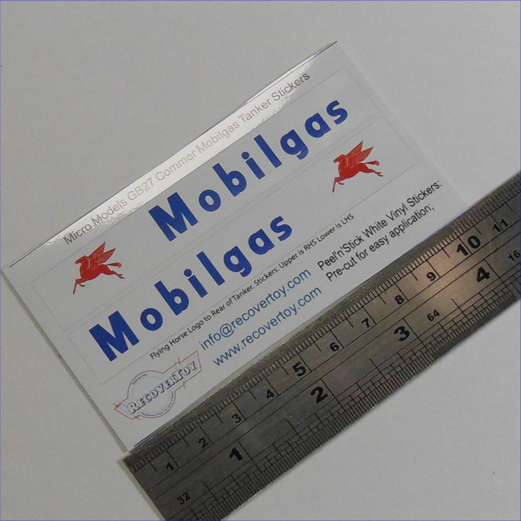 1:43 Scale Tanker Mobilgas Petrol White Background Stickers